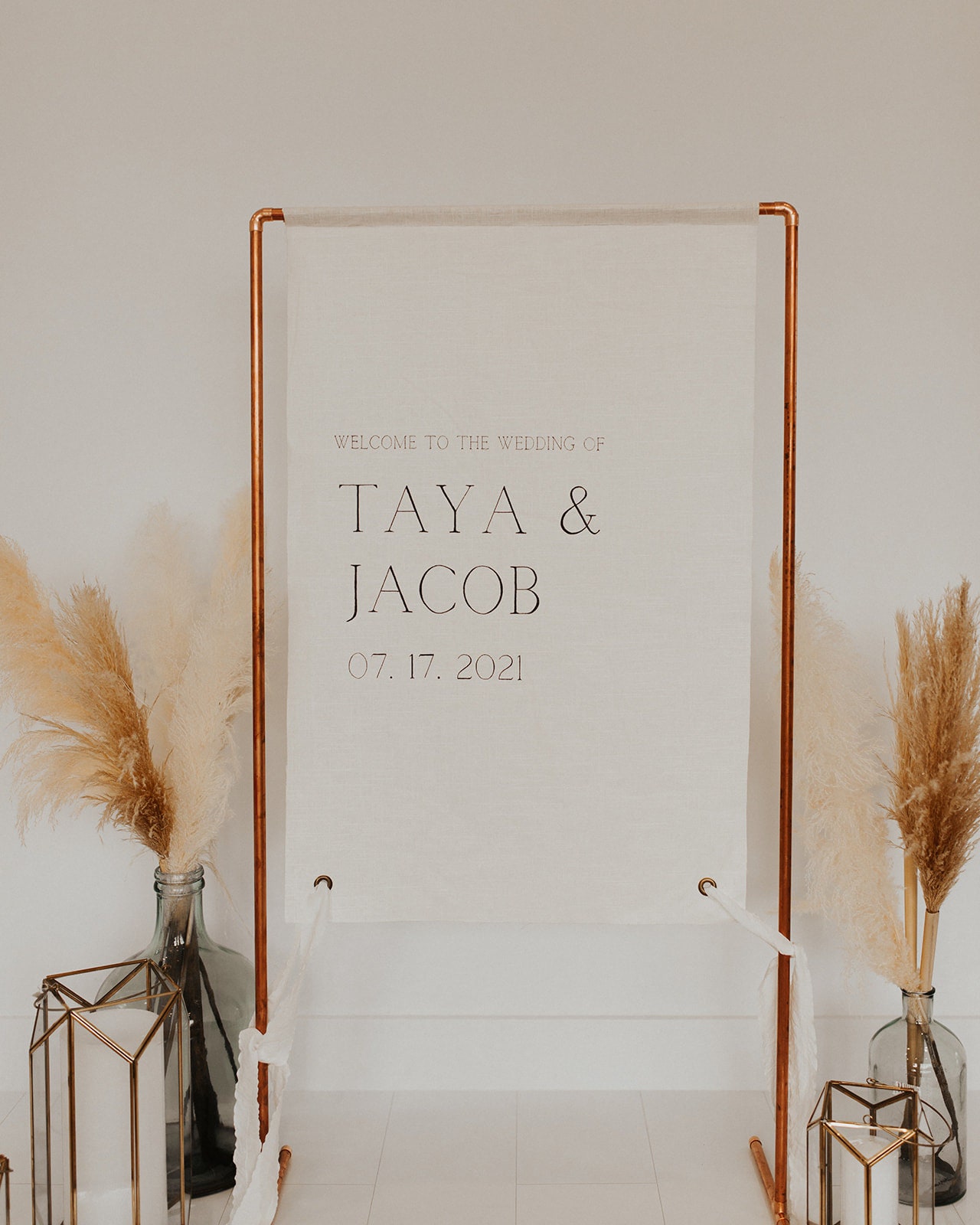 Minimalist Wedding Welcome Sign Linen Wedding Sign Copper | Etsy