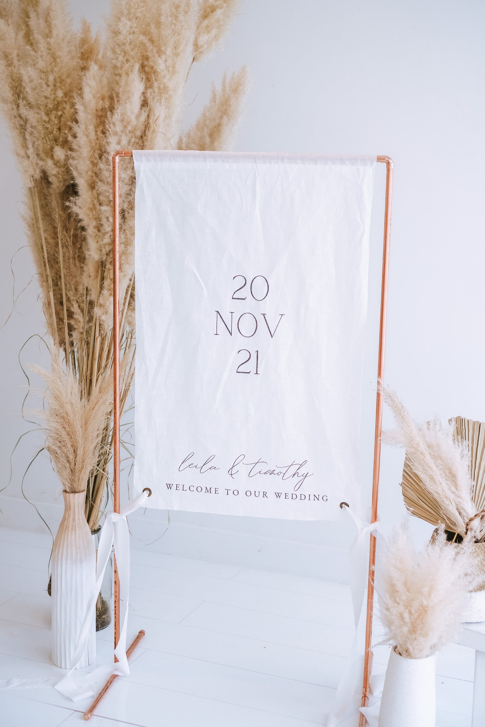 Minimalist Wedding Welcome Sign Linen Wedding Sign Copper - Etsy