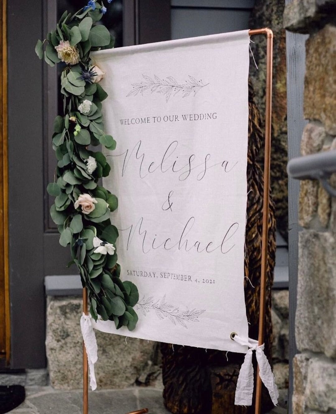 Wedding Fabric Welcome Sign, Modern Wedding Welcome Sign, Fabric Sign ...