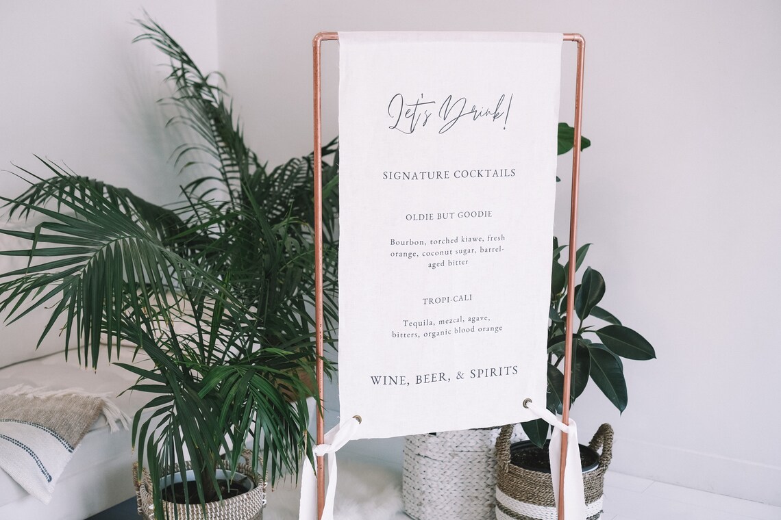 Modern Wedding Bar Menu Minimalist Bar Menu Linen Bar | Etsy