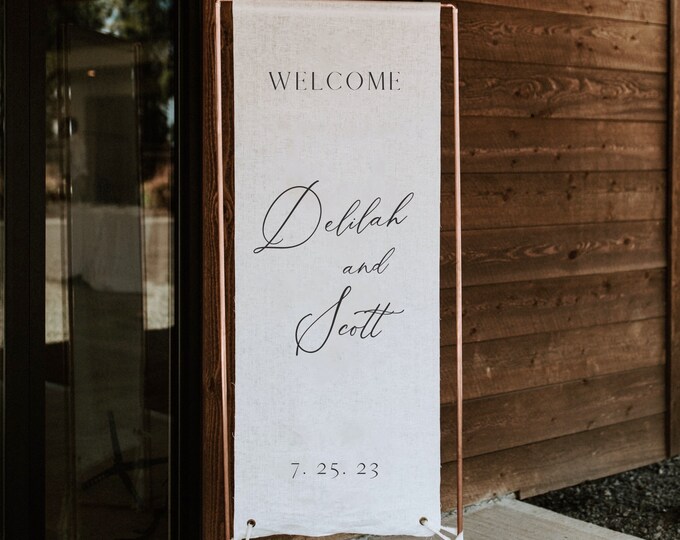 Wedding Fabric Welcome Sign, Modern Wedding Welcome Sign, Fabric Sign ...