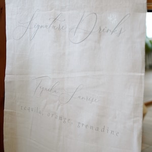Custom Linen Bar Sign, Wedding Bar Menu, Bar Sign, Signature Cocktails ...