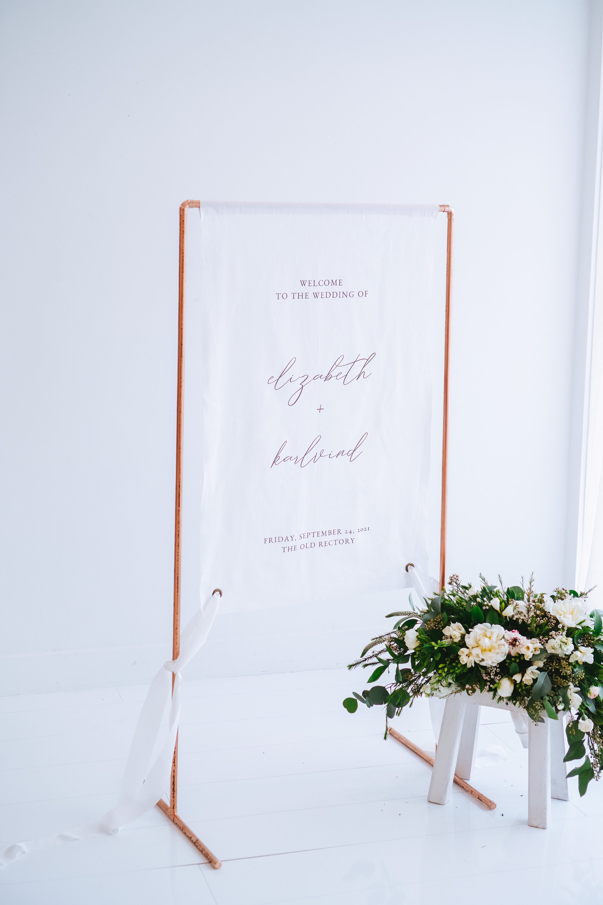 Minimalist Wedding Welcome Sign Linen Wedding Sign Copper | Etsy