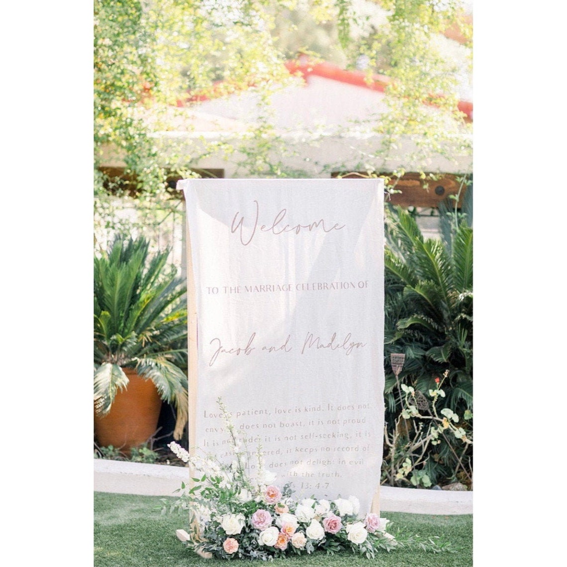 Wedding Fabric Welcome Sign Modern Wedding Welcome Sign - Etsy