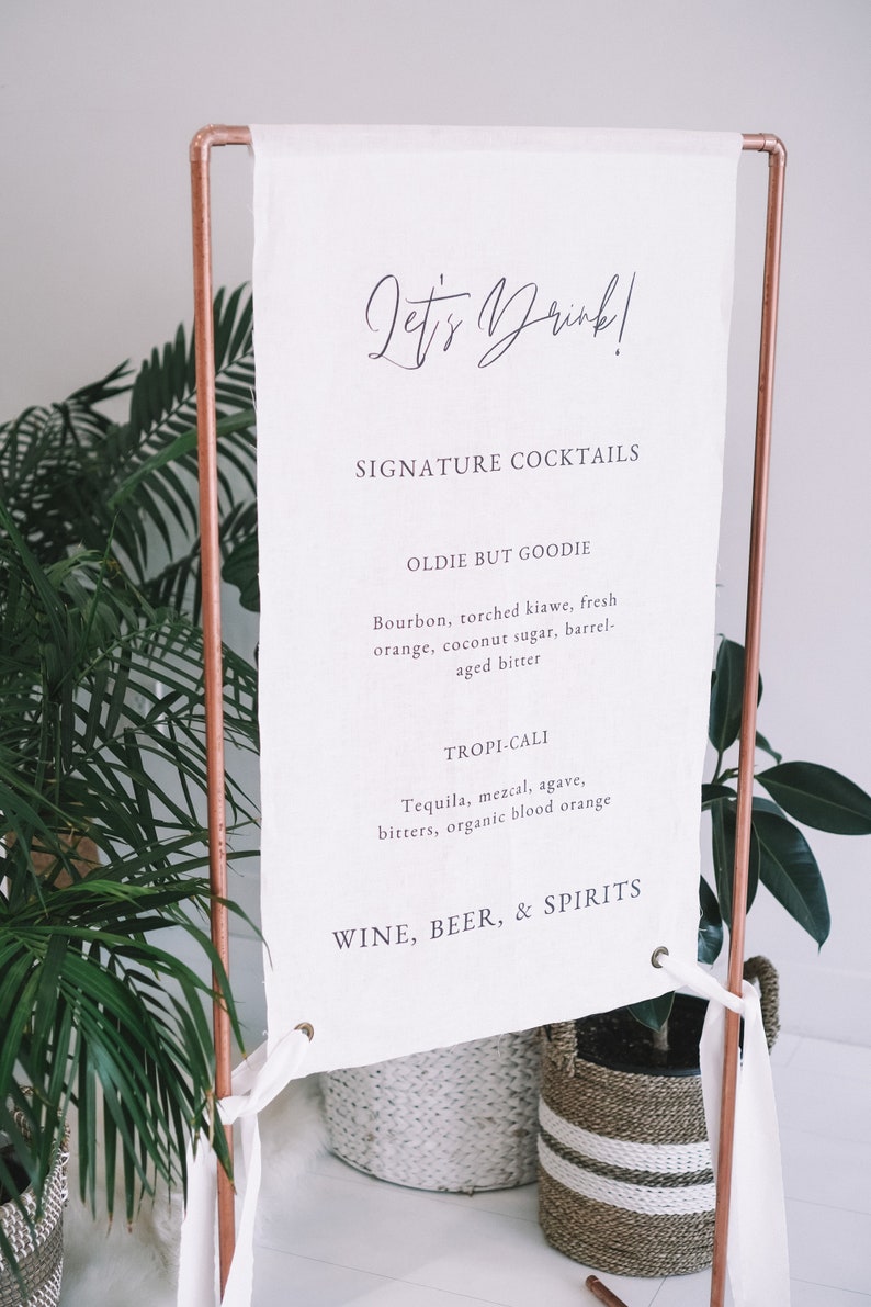 Modern Wedding Bar Menu Minimalist Bar Menu Linen Bar | Etsy