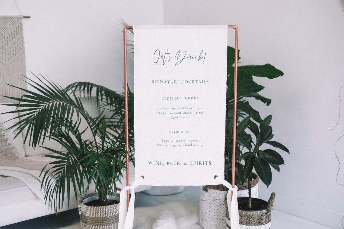 Modern Wedding Bar Menu Minimalist Bar Menu Linen Bar | Etsy
