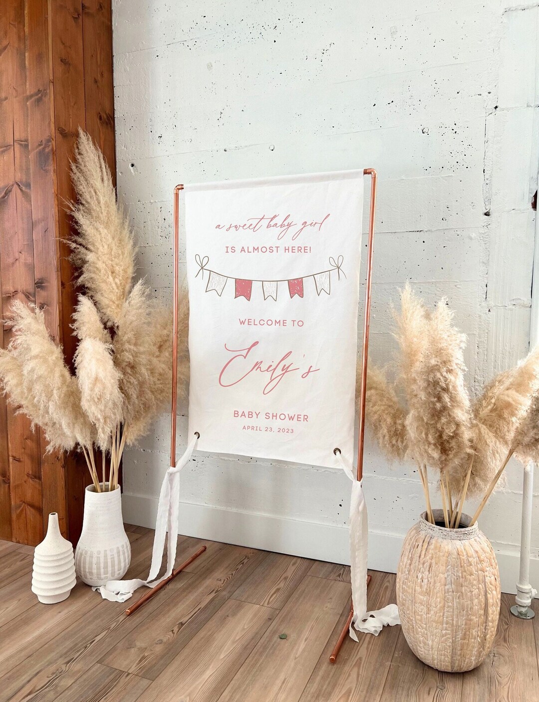 Baby Shower Sign, Fabric Baby Shower Sign, Hello Baby Girl Sign, Baby ...