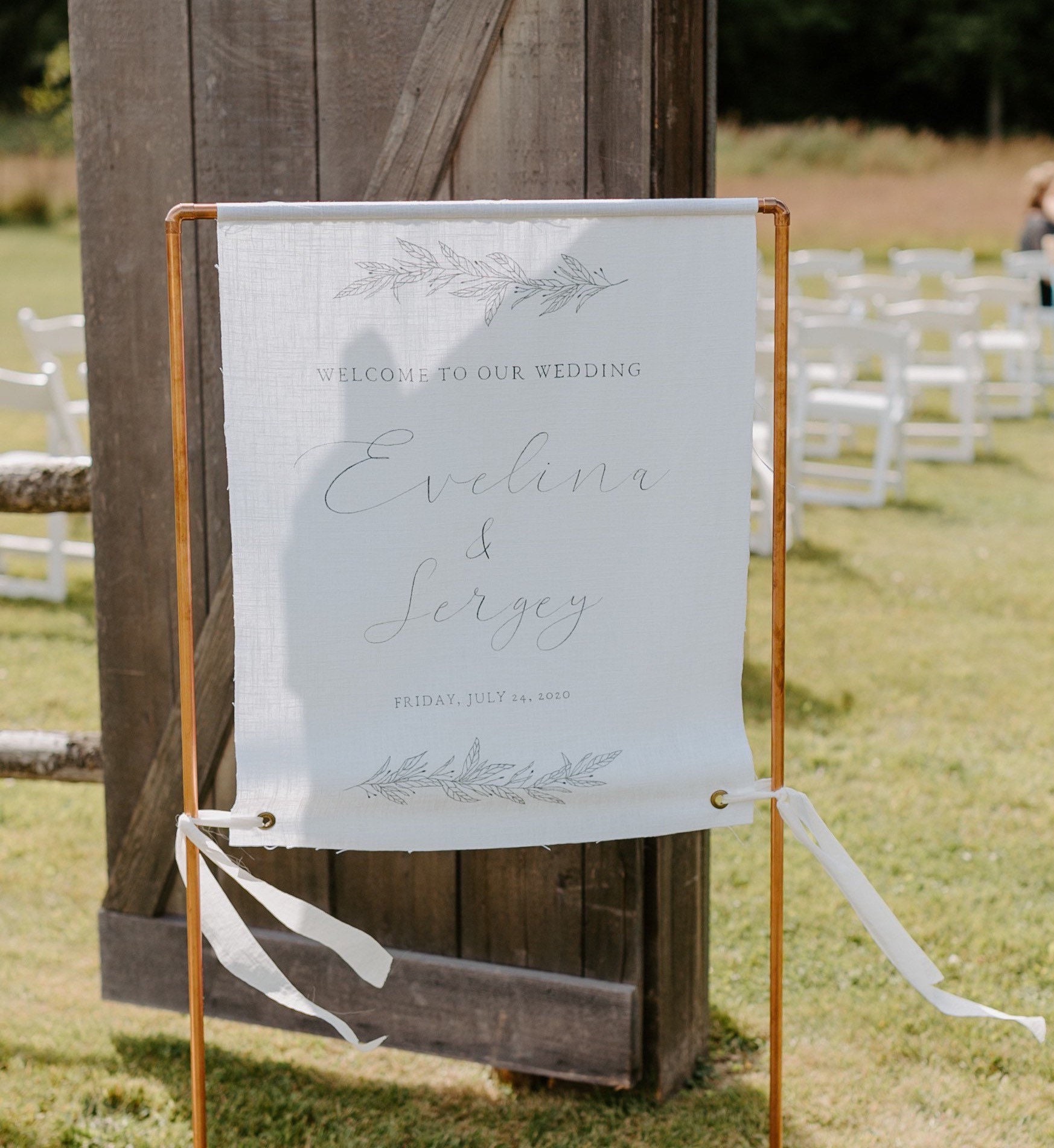 Wedding Fabric Welcome Sign Modern Wedding Welcome Sign - Etsy