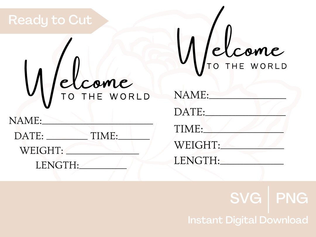 Birth Announcement SVG/PNG Baby Announcement Welcome to the World ...