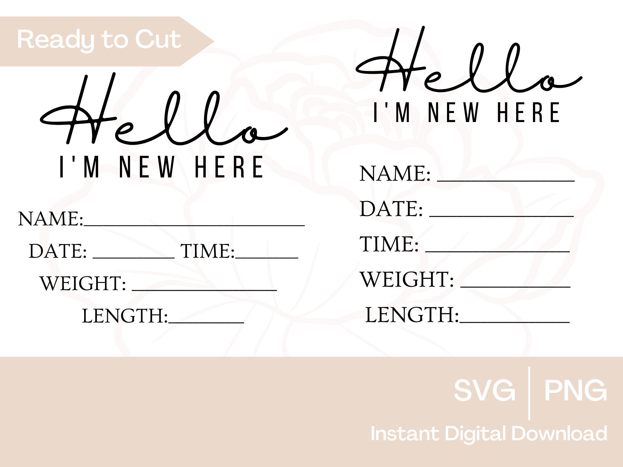 Hello Birth Announcement SVG/PNG Baby Announcement Welcome to the World ...