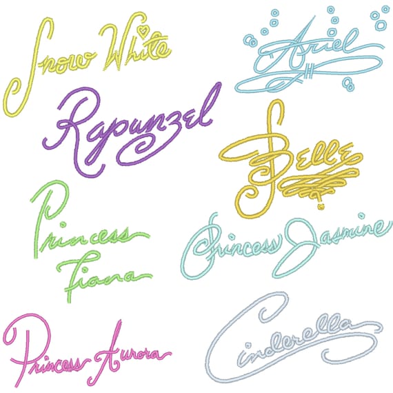 Princess Pack Autograph Design for Machine Embroidery - Etsy