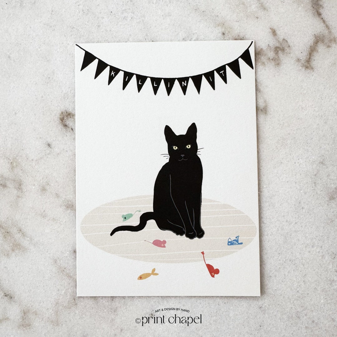 Killin' It, Card, Black Cat - 5x7 Archival Framable Card, Design by ...