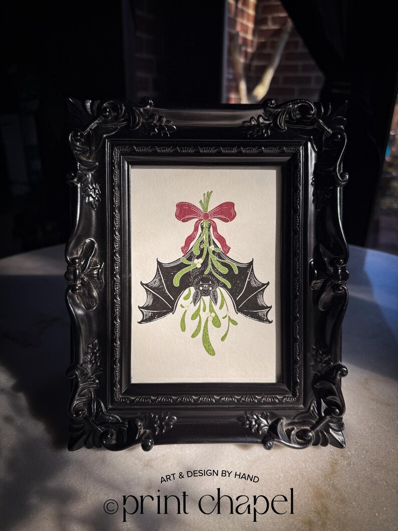 Mistletoe Bat, Christmas Card - 5x7 Archival Framable Card, Design by ...