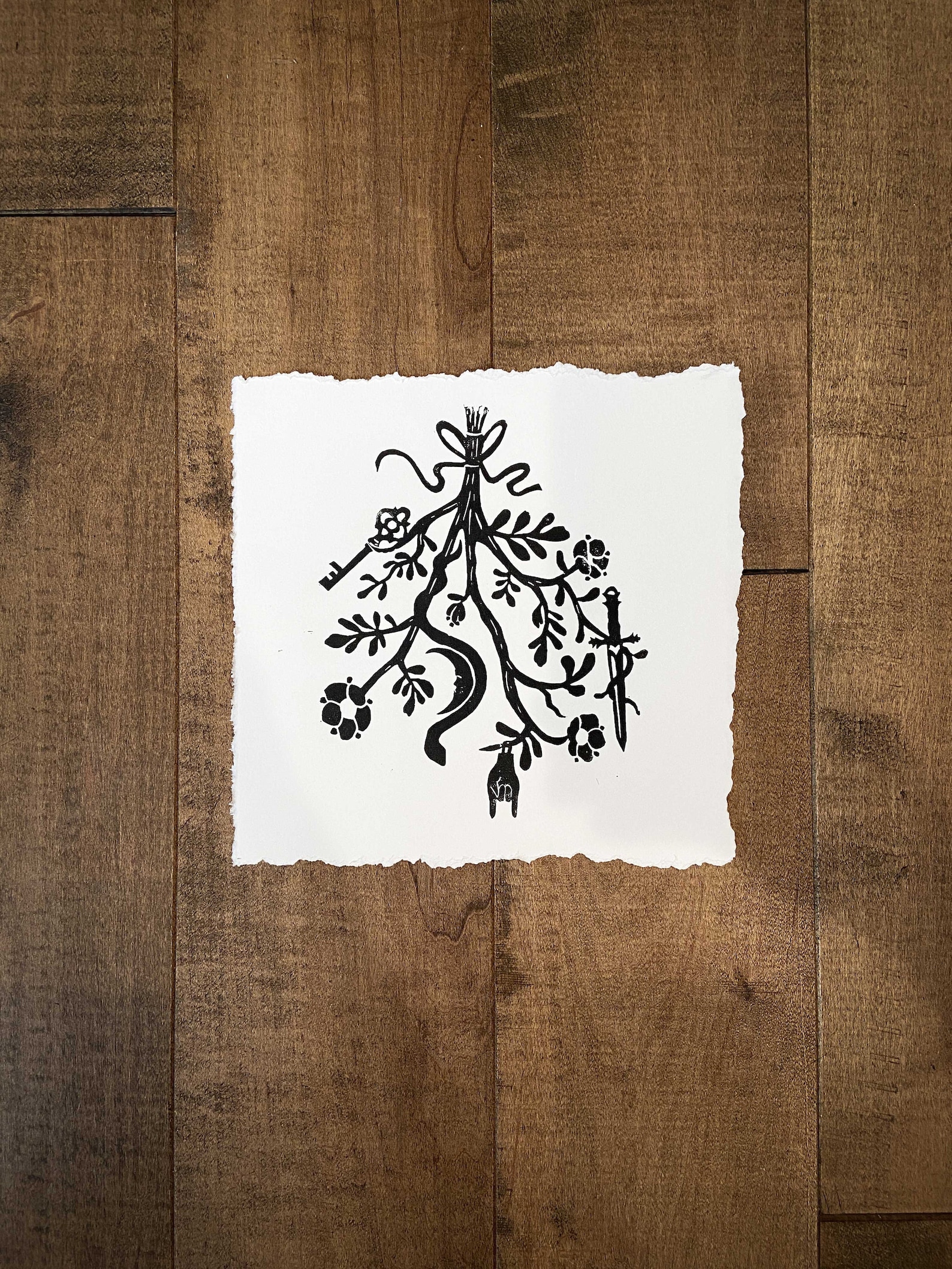 Cimaruta Good Luck Charm Original Linocut Print, 8 X 8 Wall Art - Etsy