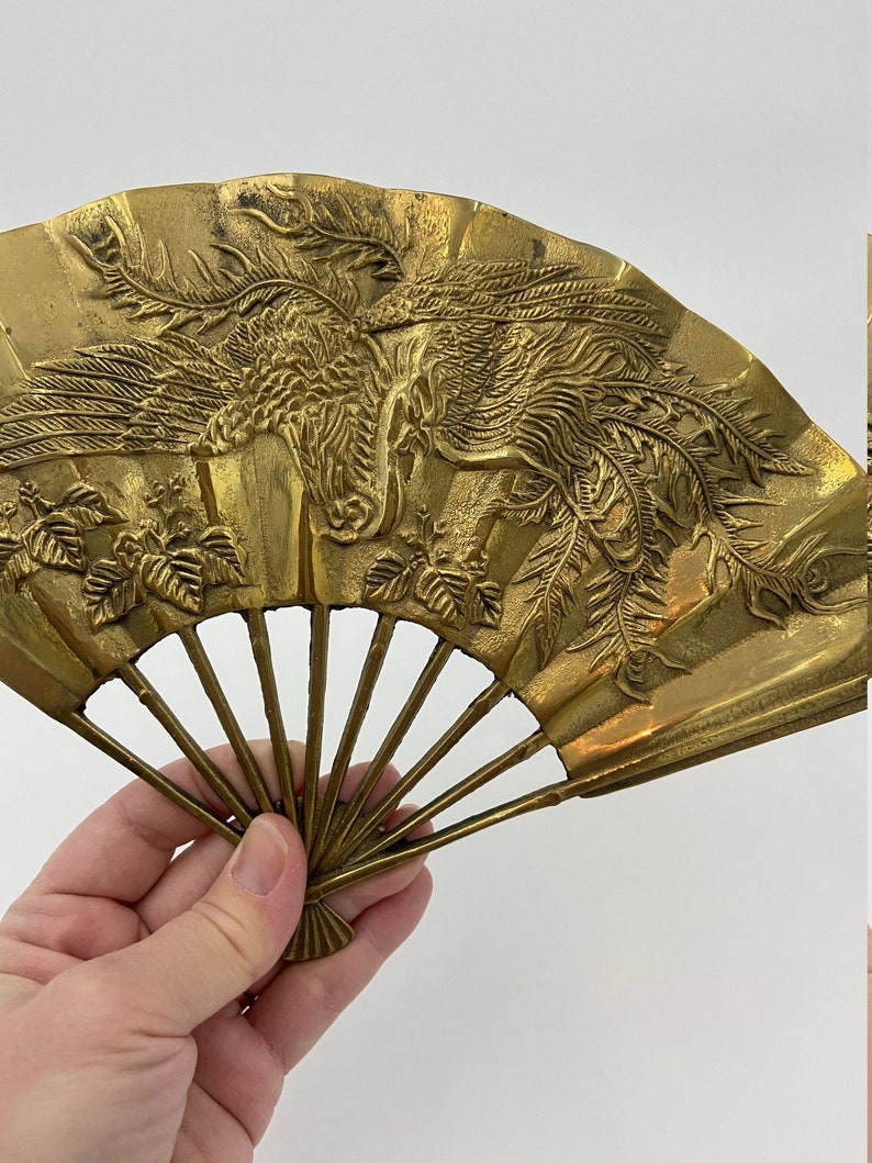 Decorative Solid Brass Hand Fan. Vintage Home Decor. - Etsy