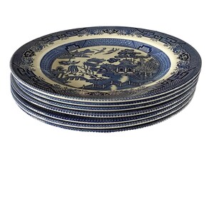 Set of Seven Blue and White Churchill Dinner Plates. 10” English ...