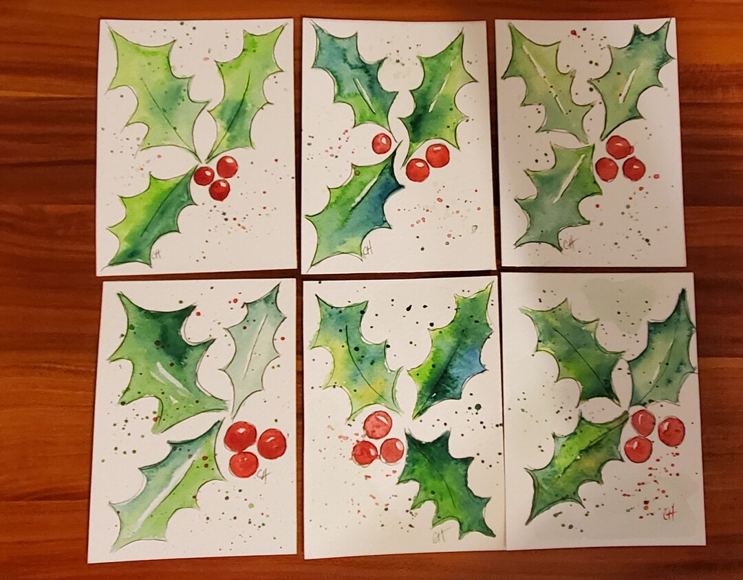 Holly Christmas Cards - Etsy