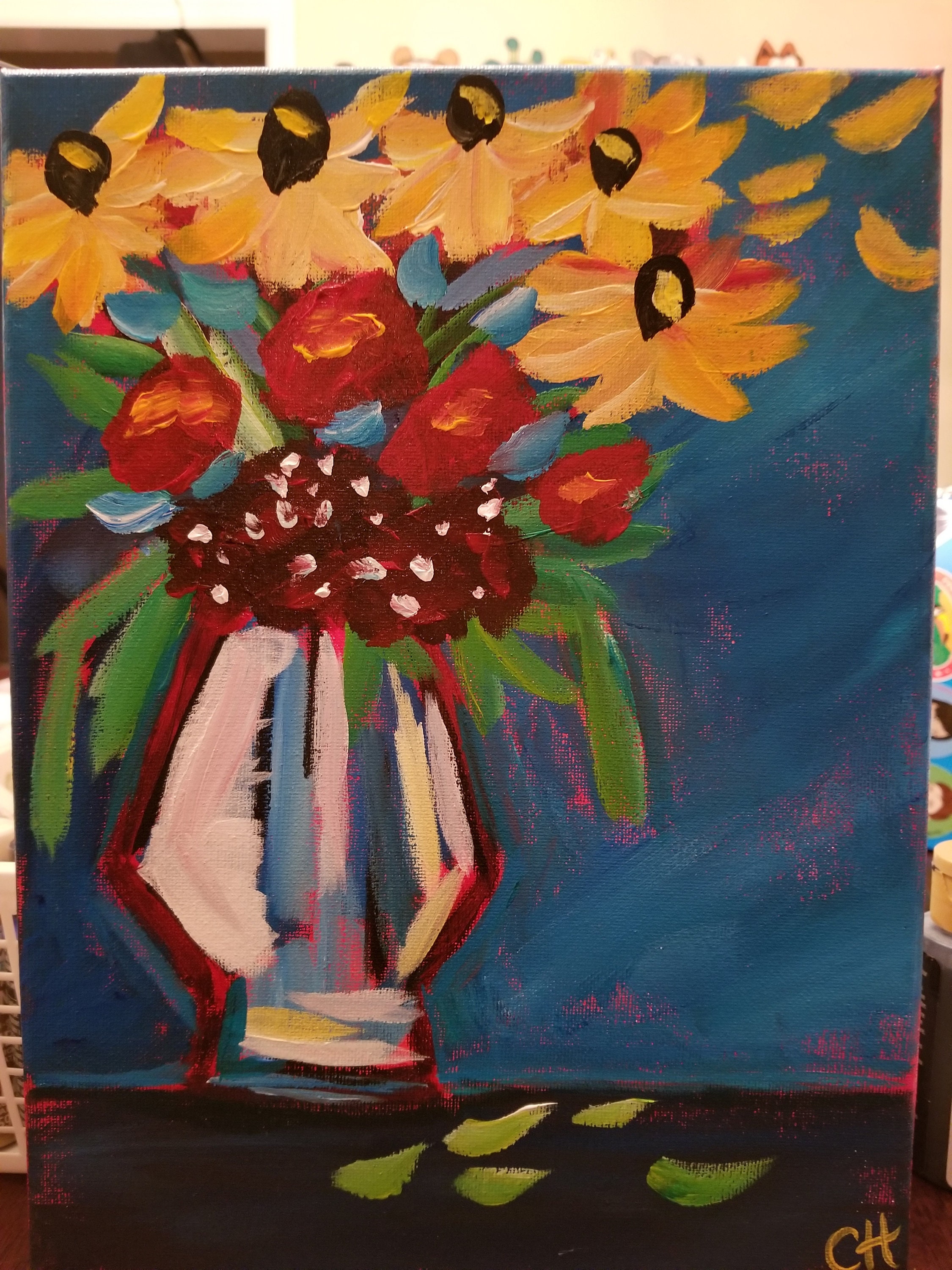 Abstract Flowers in a Vase - Etsy