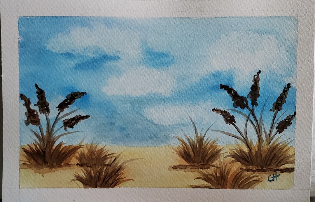 Beach Scene in Watercolor - Etsy