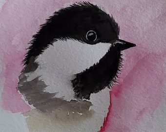 WINTER CHICKADEE Watercolor Bird Print by Dean Crouser - Etsy