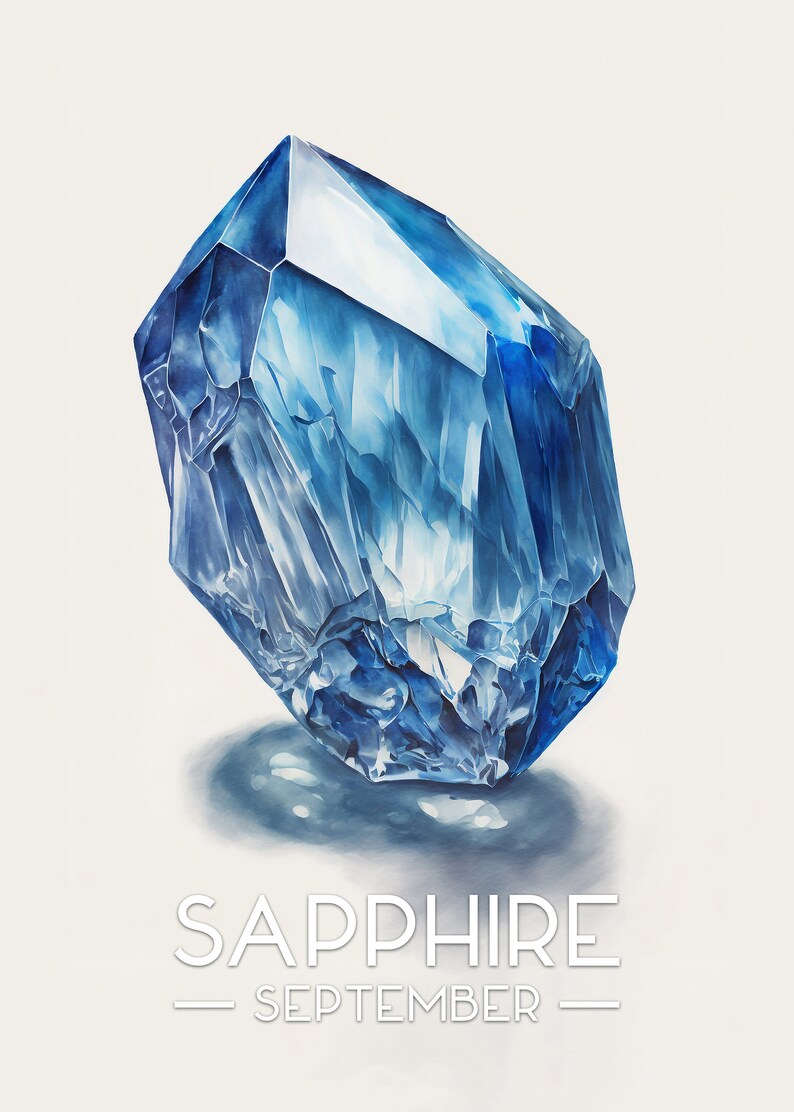 Printable Birthday Card Sapphire September Birthstone Month Gem Text ...