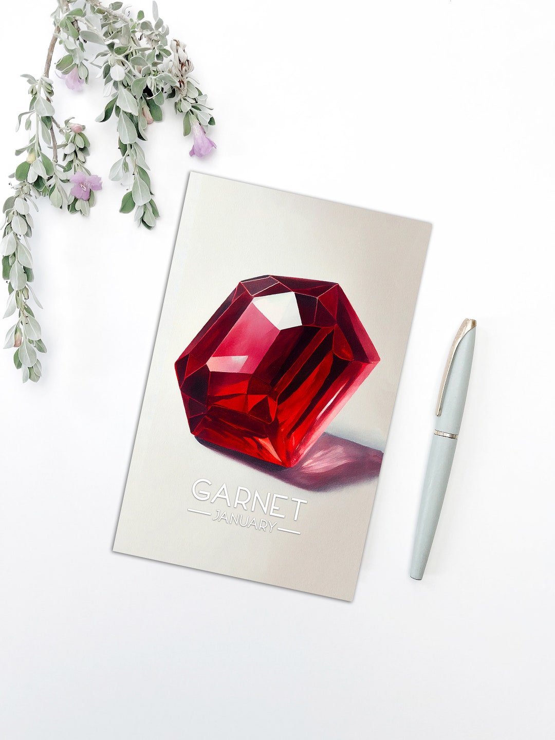 Printable Birthday Card Garnet January Birthstone Gem Month Text ...