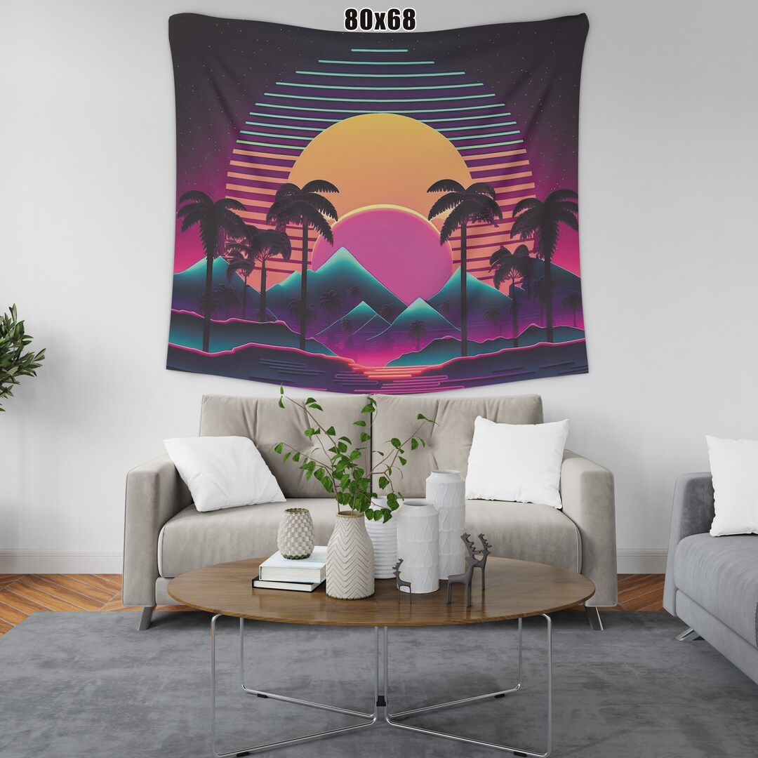Retrowave Aesthetic Tapestry Room Wall Decor Wall Hanging Retro ...