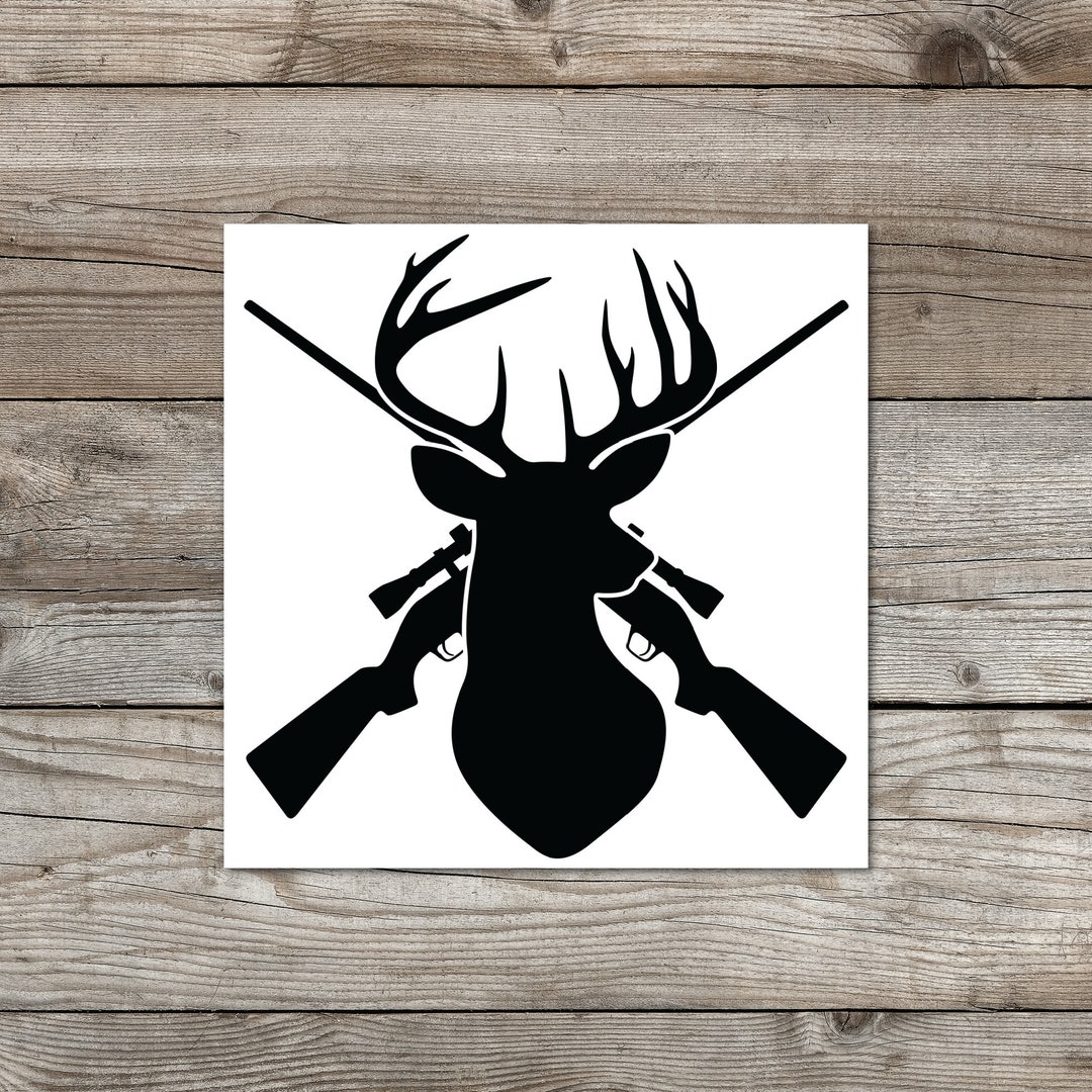 Deer Head Hunting Rifles Decal, Car Decal, Tumbler Decal, Laptop ...