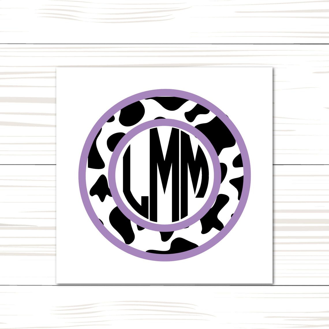 Cow Print Circle Monogram Custom Monogram Vinyl Decal - Etsy