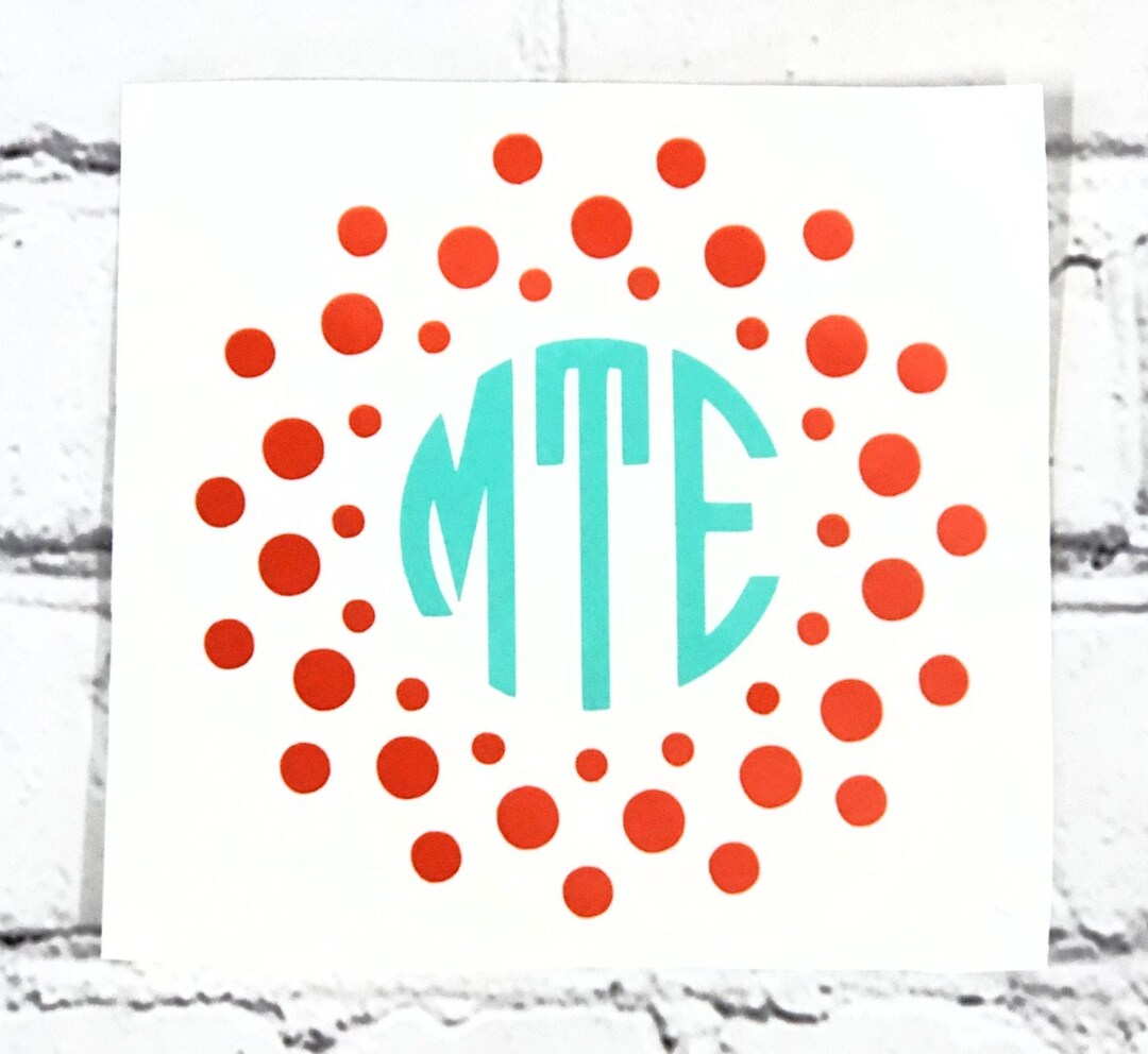 Polka Dot Circle Monogram, Personalized Decal, Circle Monogram ...
