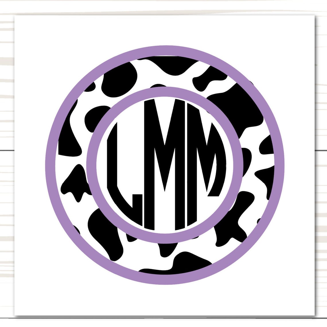 Cow Print Circle Monogram Custom Monogram Vinyl Decal - Etsy