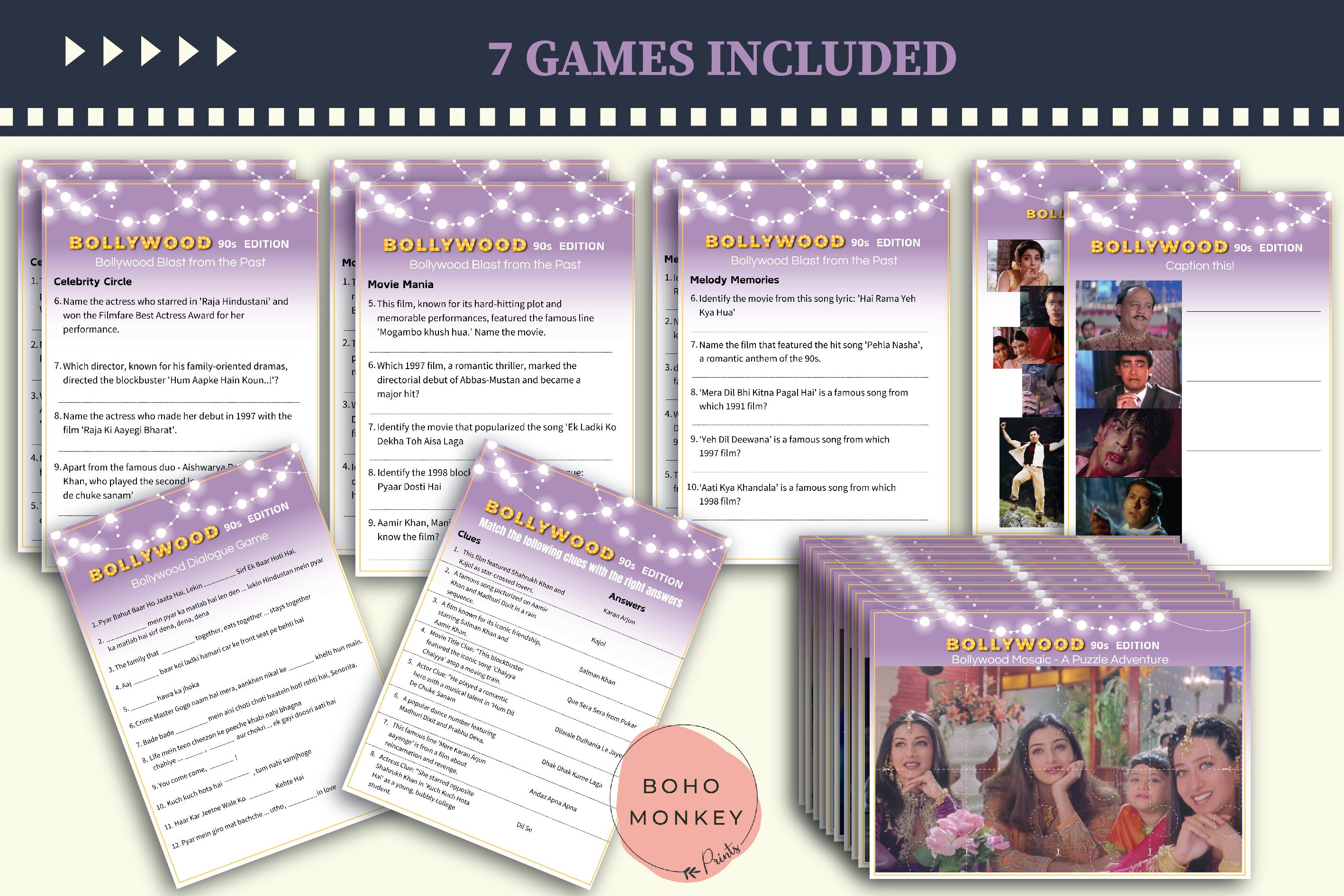 7 Bollywood Games Bundle 90s Edition Movie Mania Celebrity Circle ...