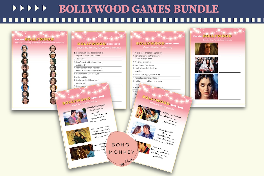 5 Bollywood Games Bundle Bollywood Song Game Bollywood Dialogues Game ...