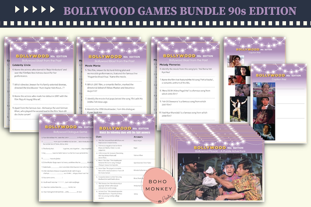 7 Bollywood Games Bundle 90s Edition Movie Mania Celebrity Circle ...