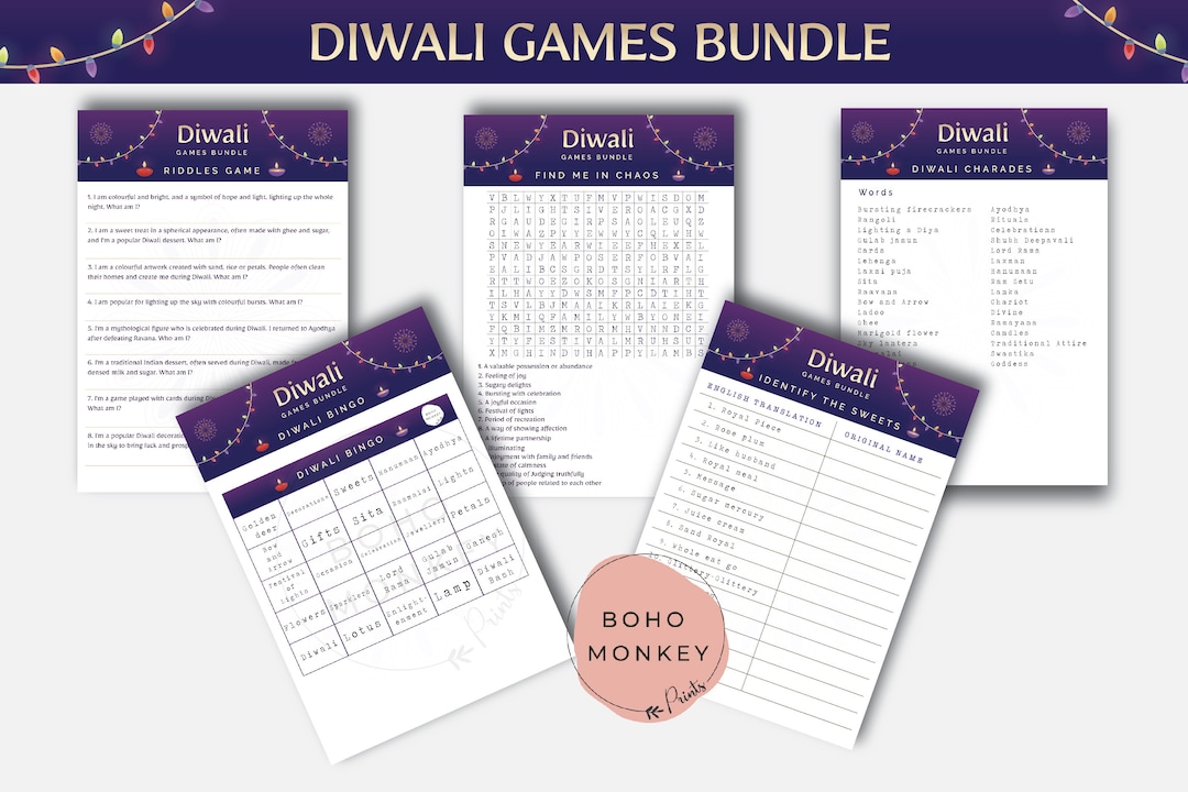 Deepavali Games Diwali Crossword Diwali Riddles Diwali Bingo Identify ...