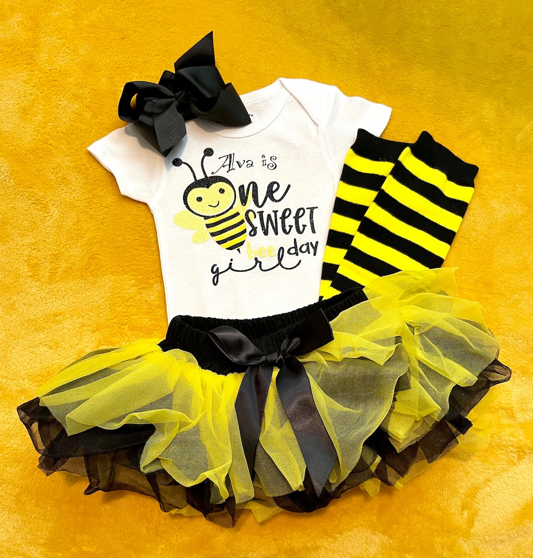 Bumble Bee First Birthday Outfit for Girl With Yellow and Black Tutu ...