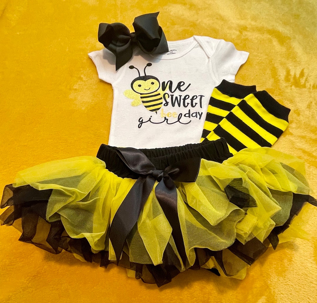Bumble Bee First Birthday Outfit: Tutu Bloomer, Onesie, Leg Warmers - Etsy