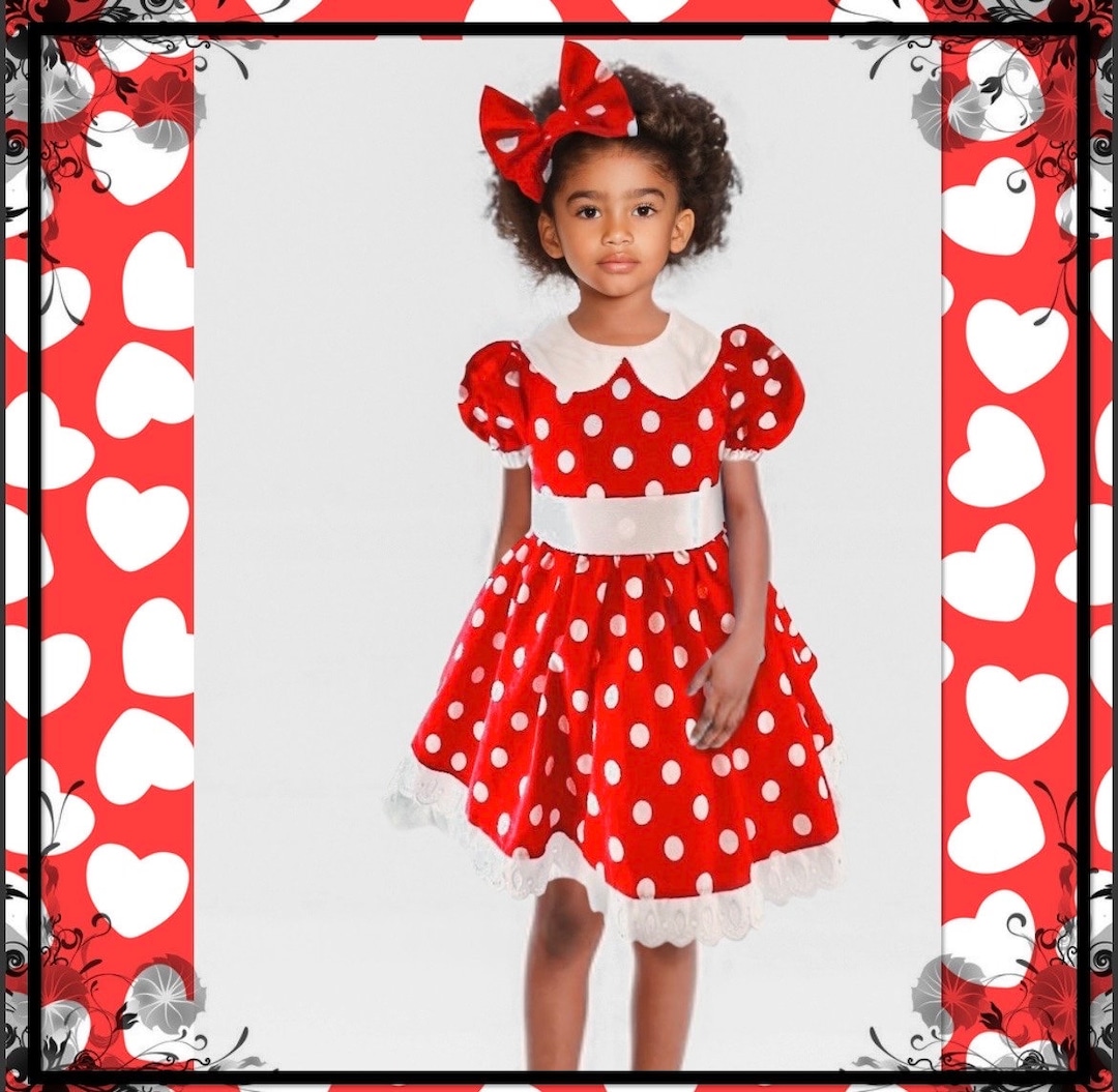 Red Polka Dot Minnie Mouse Dress: Girls Costume With Hair Bow - Etsy
