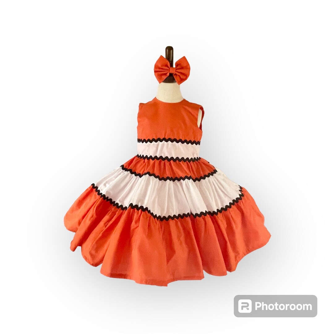 Nemo Inspired Dress Clown Fish Dress , Girl's Clown Fish Costume , Girl ...