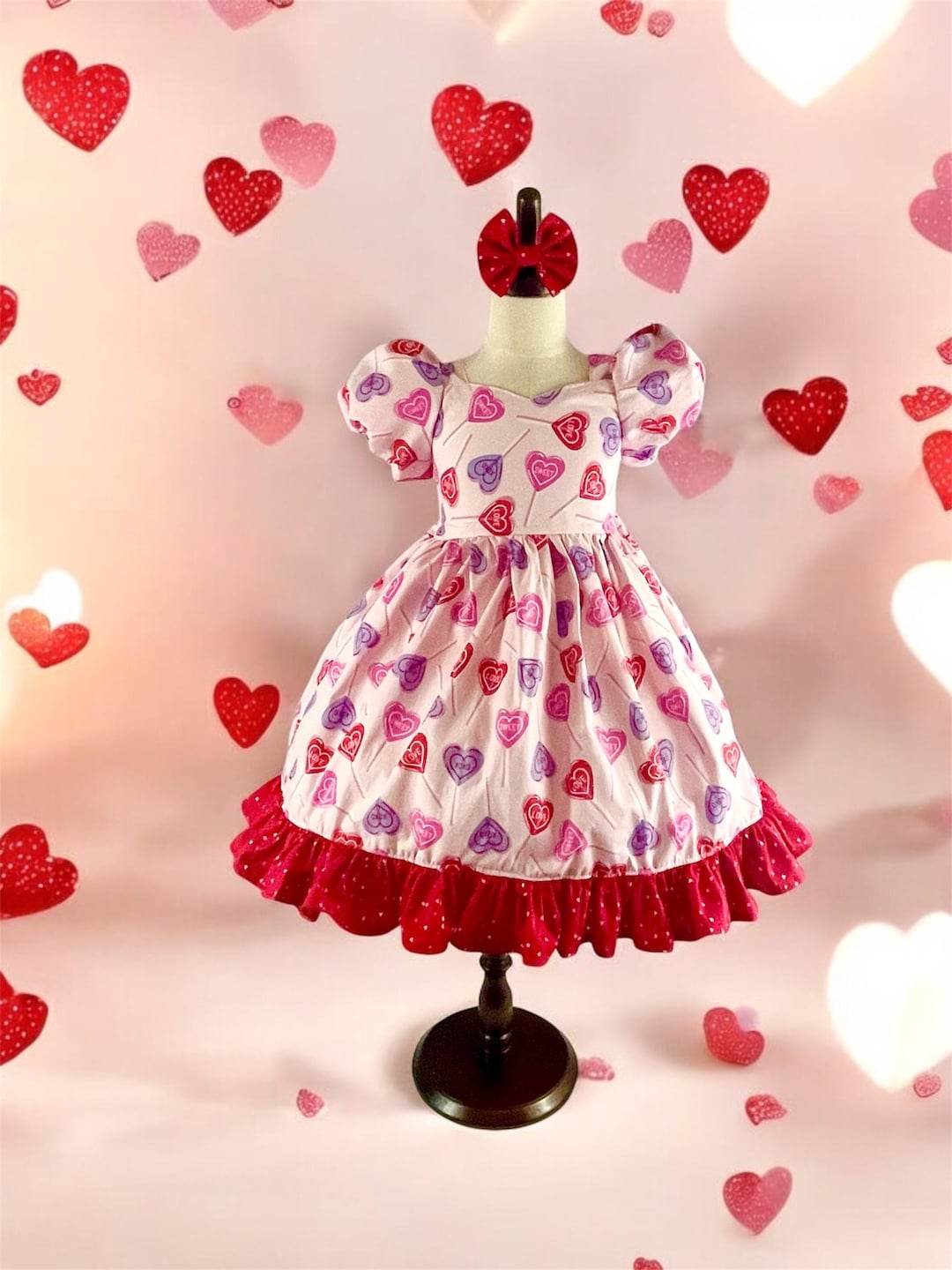 Girls Valentines Day Dress, Girls Dress, Heart Print Dress, Candy Heart ...