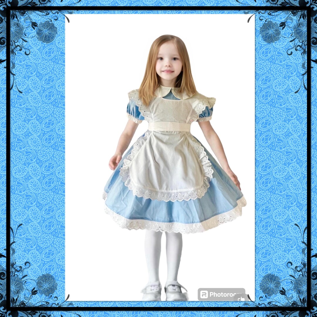 Alice in Wonderland Costume: Girls Blue Cotton Dress With Pinafore - Etsy
