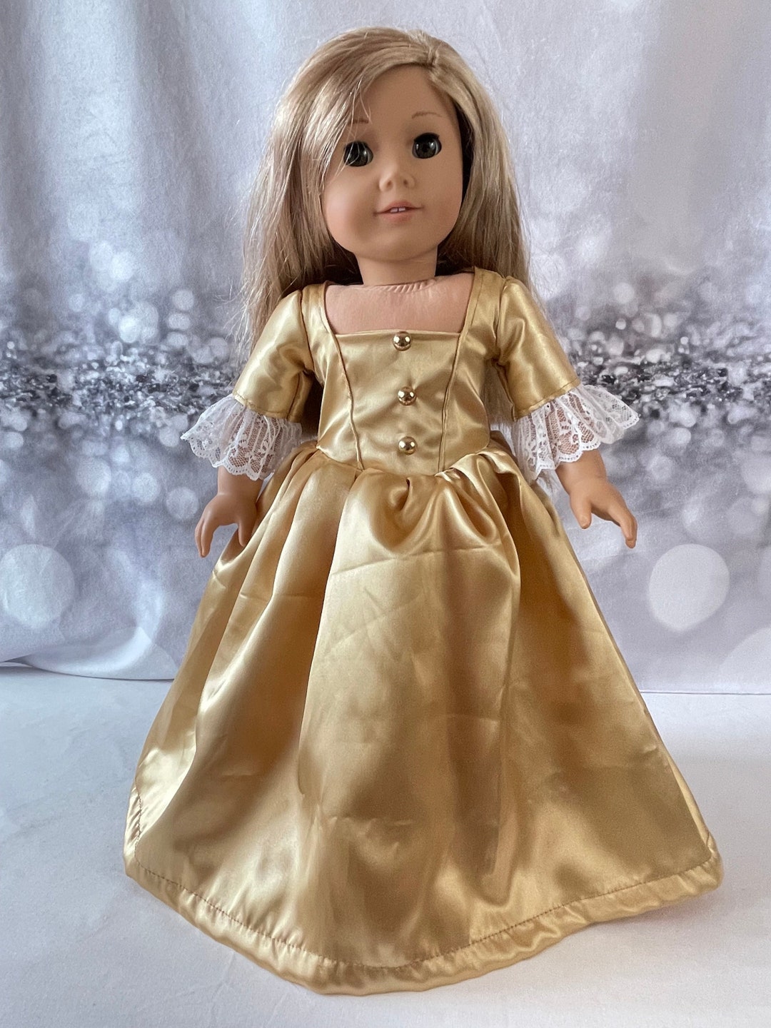 Hamilton Schuyler Sisters Doll Dress Gold Peggy Dress 18 Inch