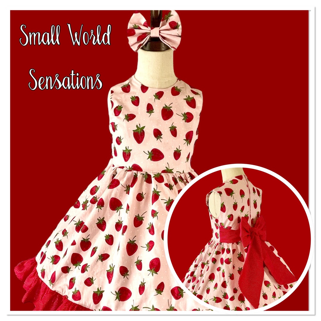 Strawberry Twirly Dress, Strawberry Dress, Berry First Birthday, Summer ...
