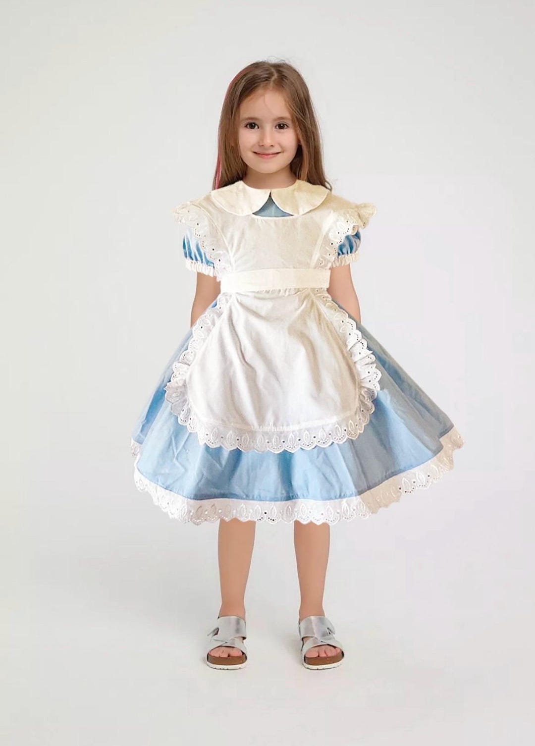 Alice in Wonderland Costume: Girls Blue Cotton Dress With Pinafore - Etsy