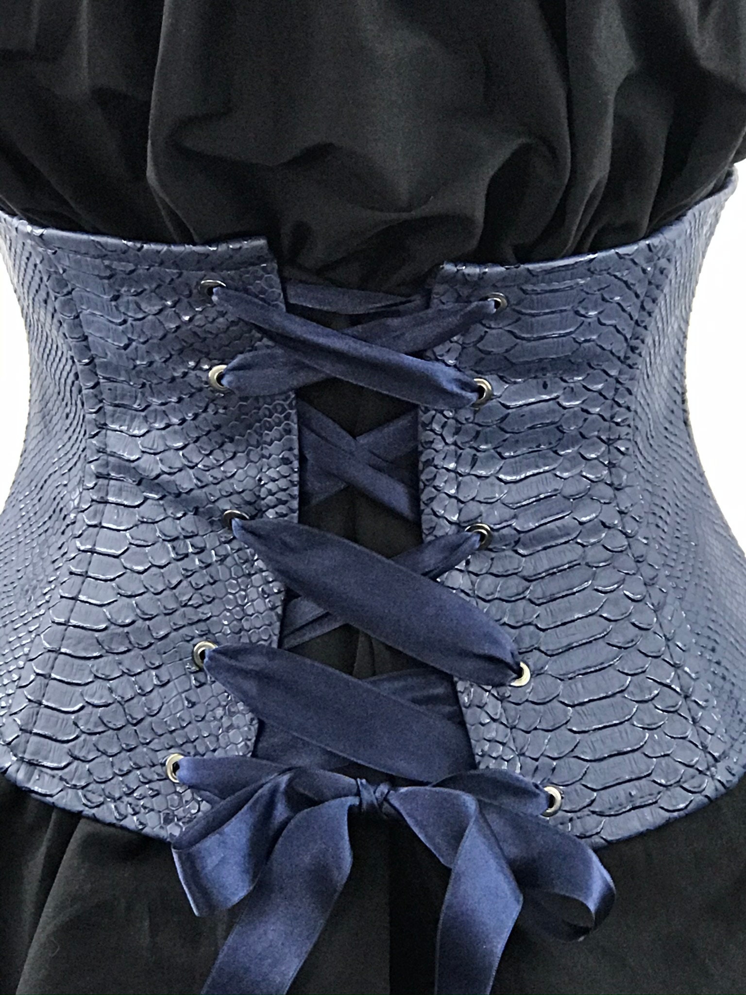 Navy Blue Corset Medieval Inspiration Mermaid Style Dragon Skin Reptile ...