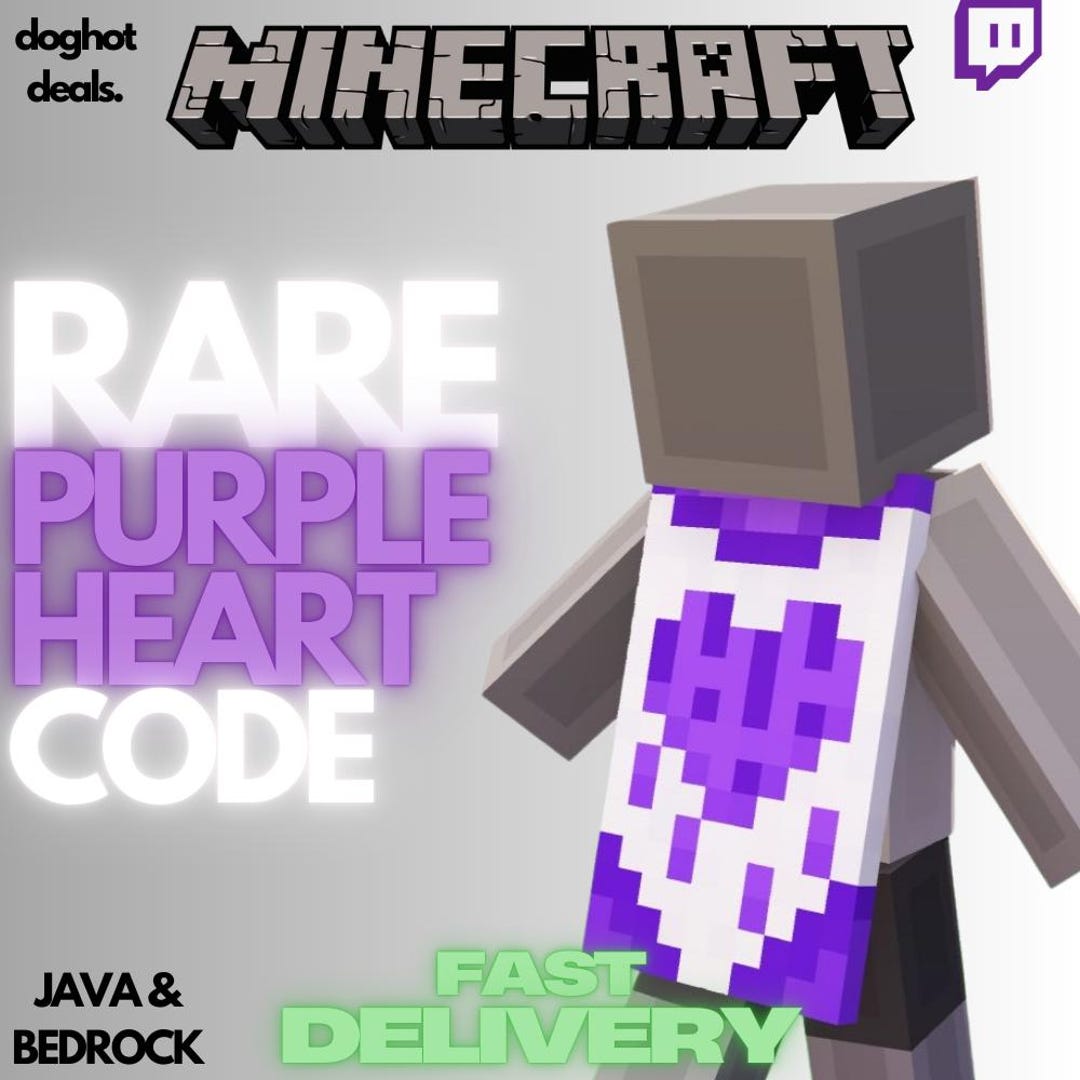Minecraft Purple Heart Twitch Cape Java & Bedrock Edition Code - Etsy