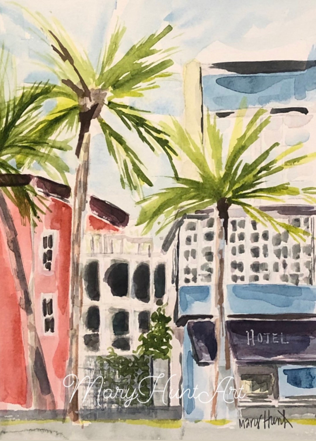 Miami Beach Wall Art for Living Room Cityscape Print Impressionist Art ...