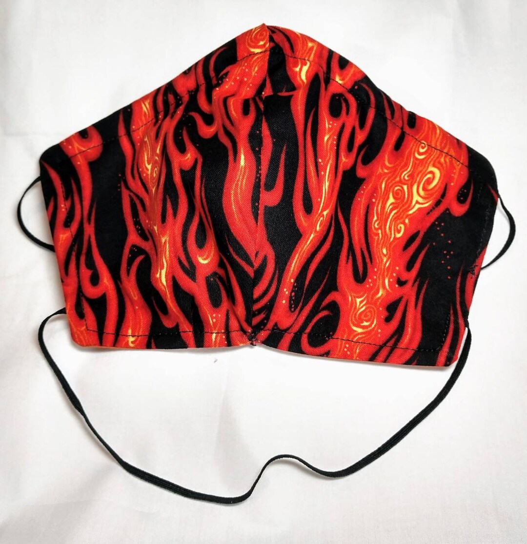 XL on Fire / Flames Pattern Reversible Cloth Face Mask W/ - Etsy