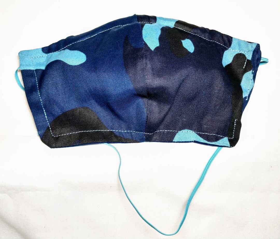 Extra Large Face Mask Blue Camouflage Camo Fabric Face Mask W/ Filter ...