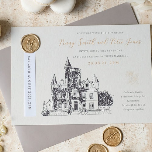 Castle Wedding Invitations Castle Invites Custom Wedding - Etsy UK